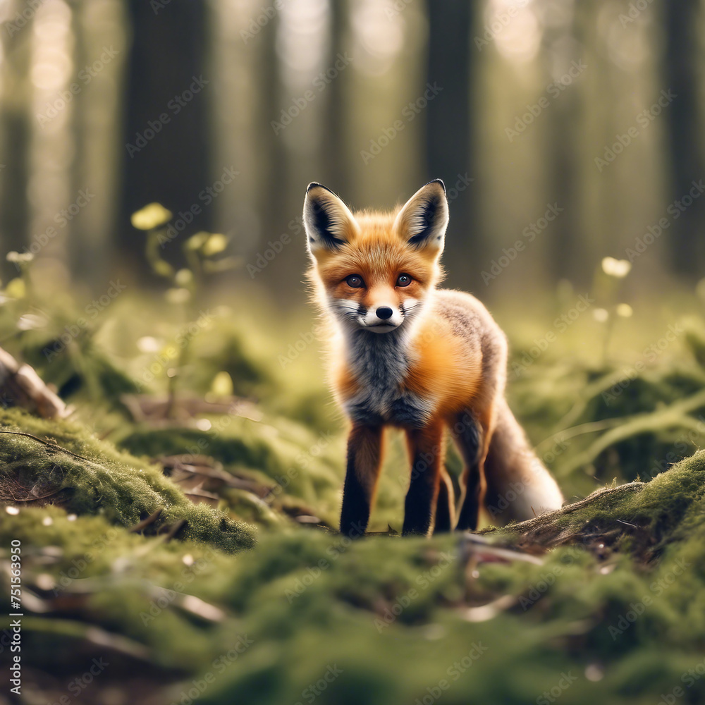 Baby Fuchs im Wald Stock Photo | Adobe Stock