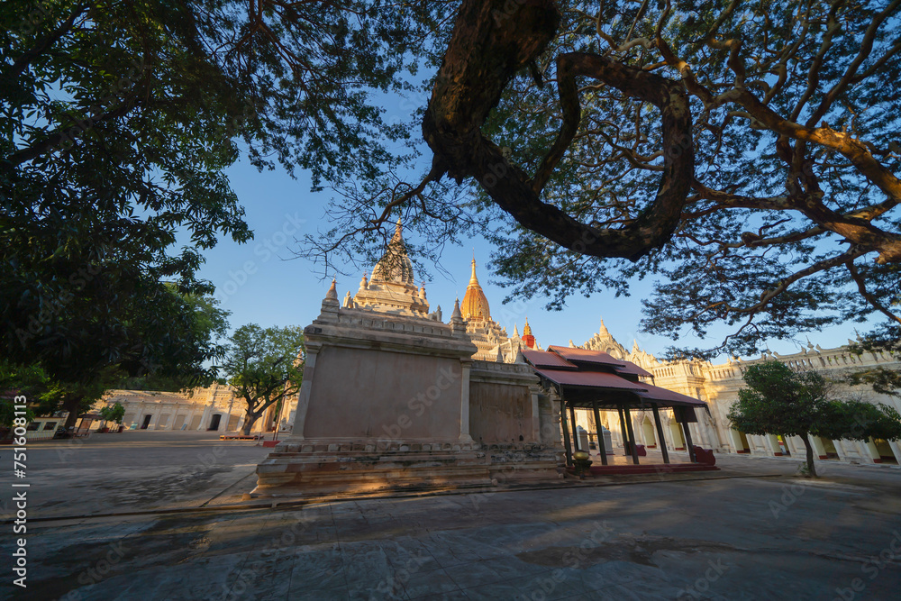 Burmese temples of Bagan City from a balloon, unesco world heritage ...