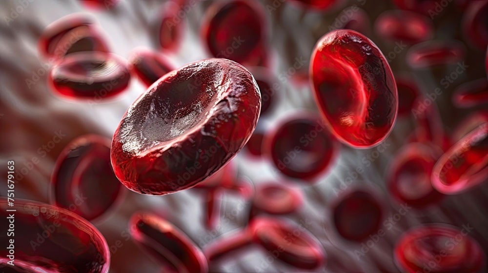 Red blood cells in arteries and veins, medical science background ...