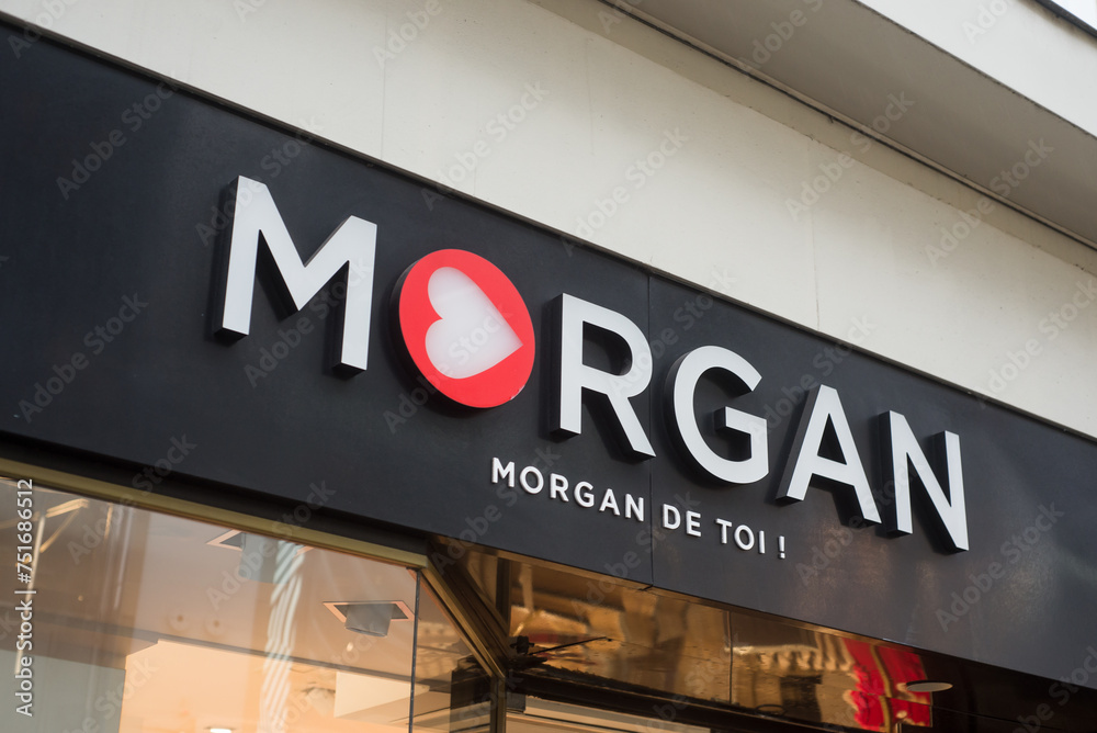 Lille - France - 28 february 2024 - Closeup of morgan signage on ...