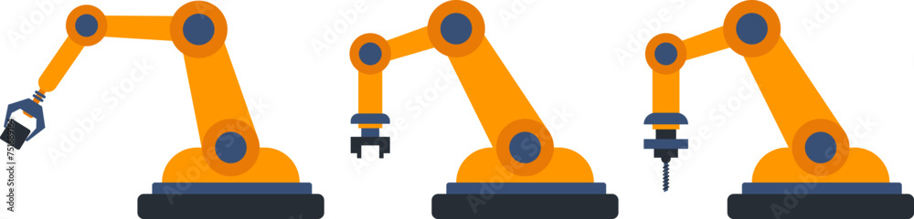 Mechanical robot arm machine icon. Manufacturing industry mechanical ...