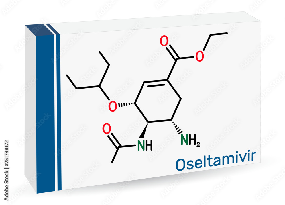 Oseltamivir antiviral drug molecule. Skeletal chemical formula. Paper ...