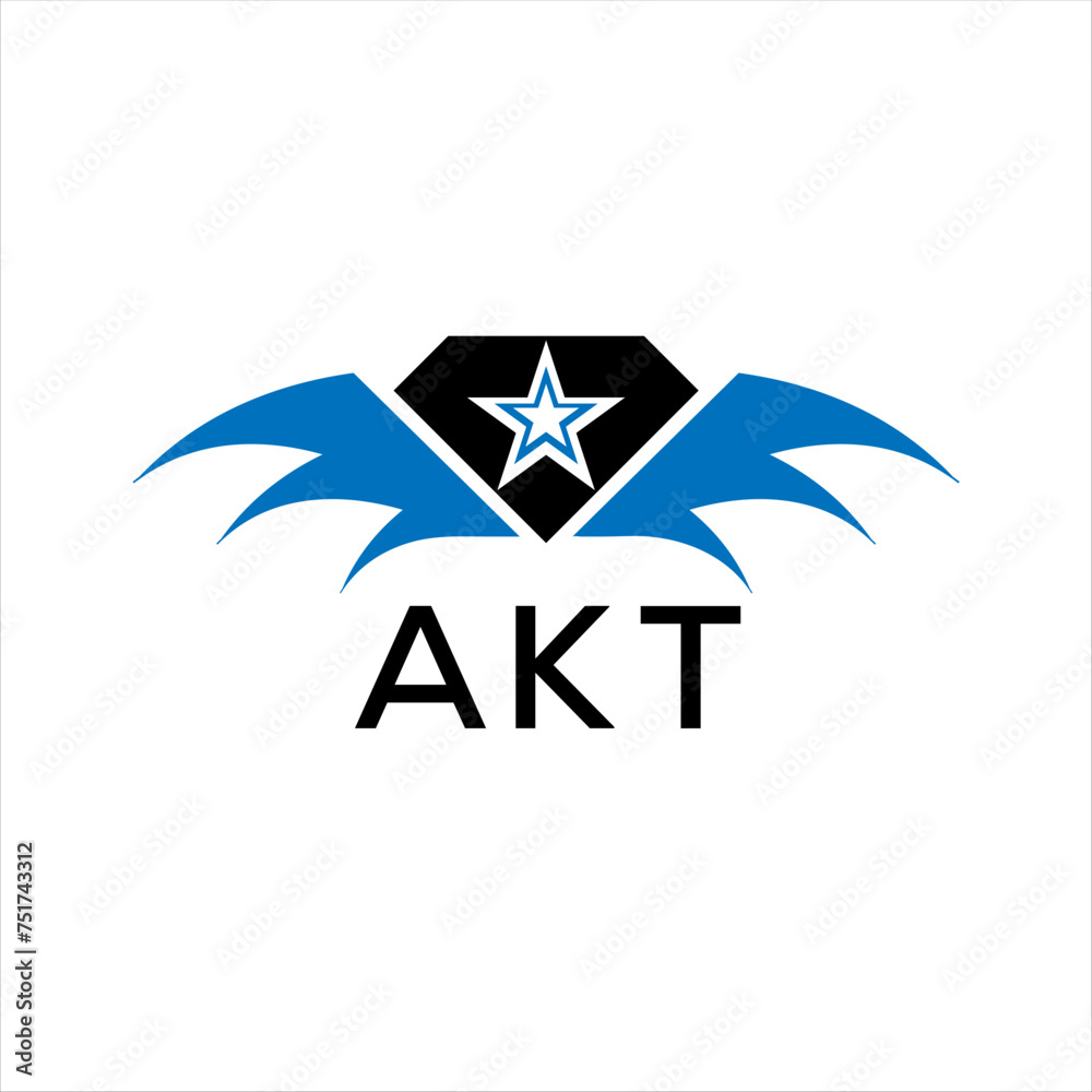 AKT letter logo. technology icon blue image on white background. AKT ...