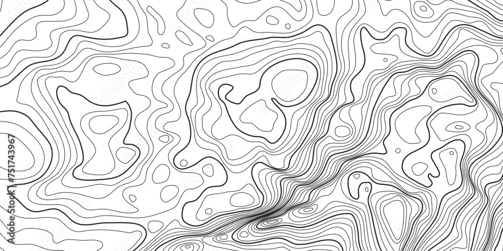 Topographic pattern texture. Black contours on white vector topography ...