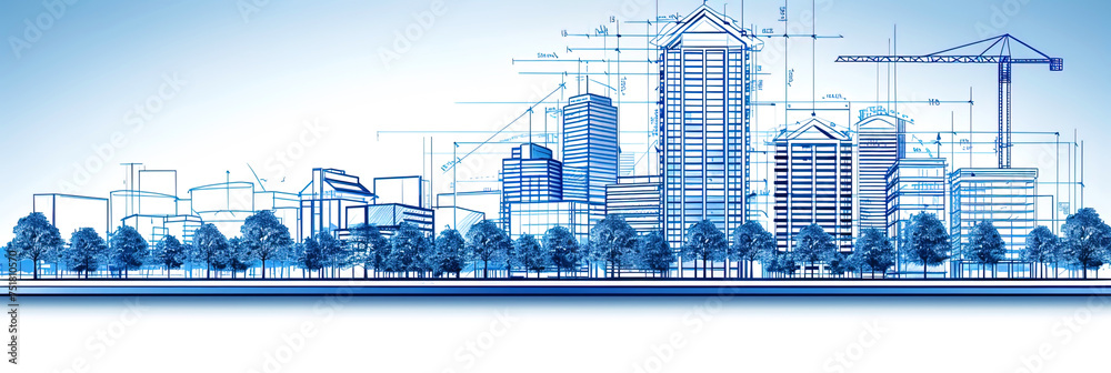 Digital background drawings with digital buildings and structures that ...