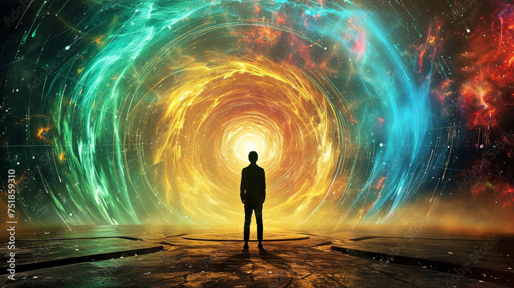 Electromagnetic field around man woman person, combination of invisible ...