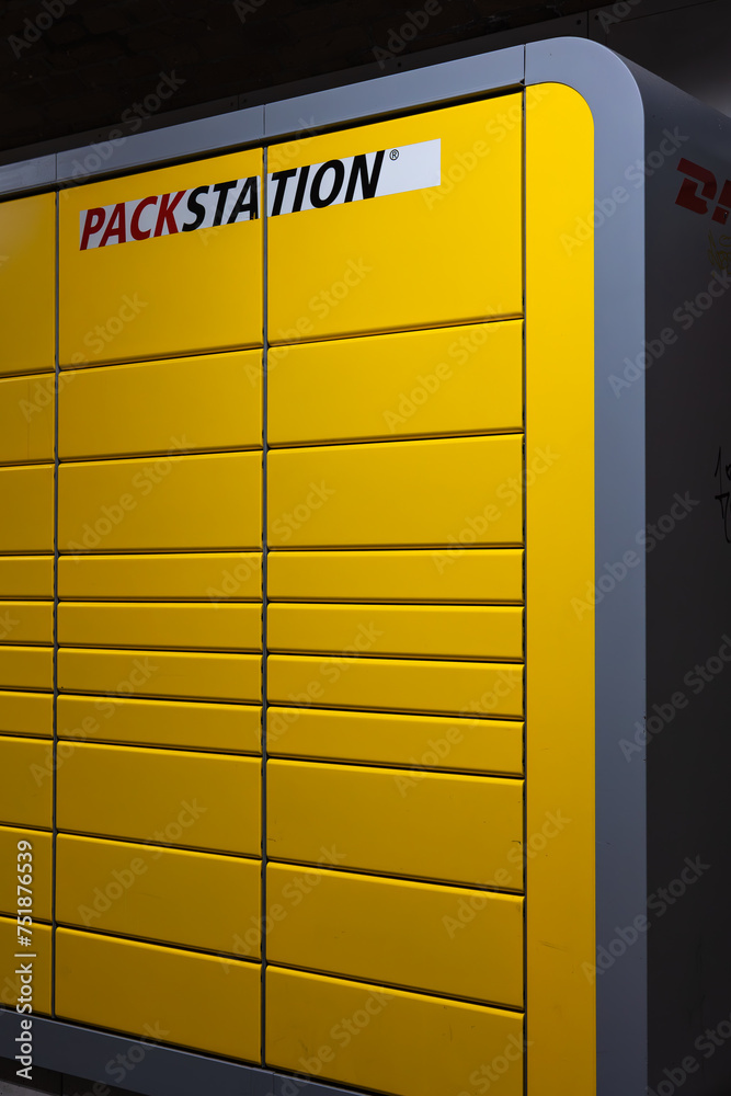 Koblenz, Germany - February 19, 2024: a DHL pack station, an automated ...