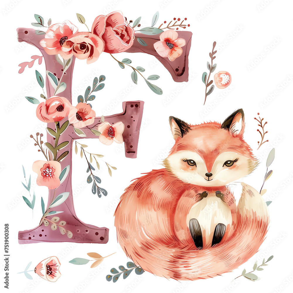 Photo Stock Cute Animal Alphabet F Sublimation Clipart,Animal Alphabet ...