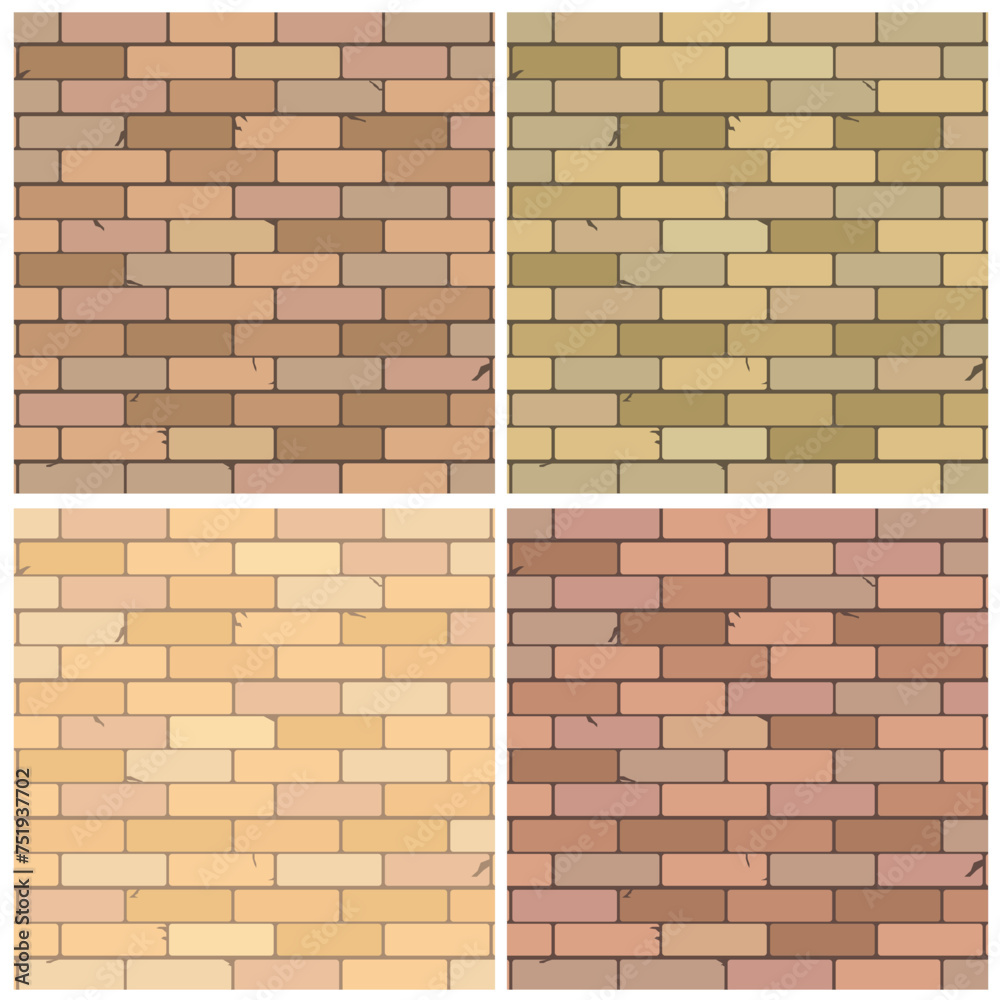 Varied brick wall patterns. Pastel to dark color palettes. Seamless ...