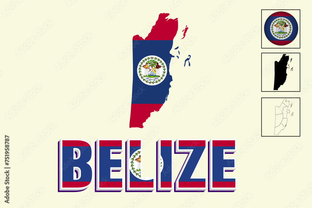 Belize map and Belize flag vector drawing Stock Vector | Adobe Stock