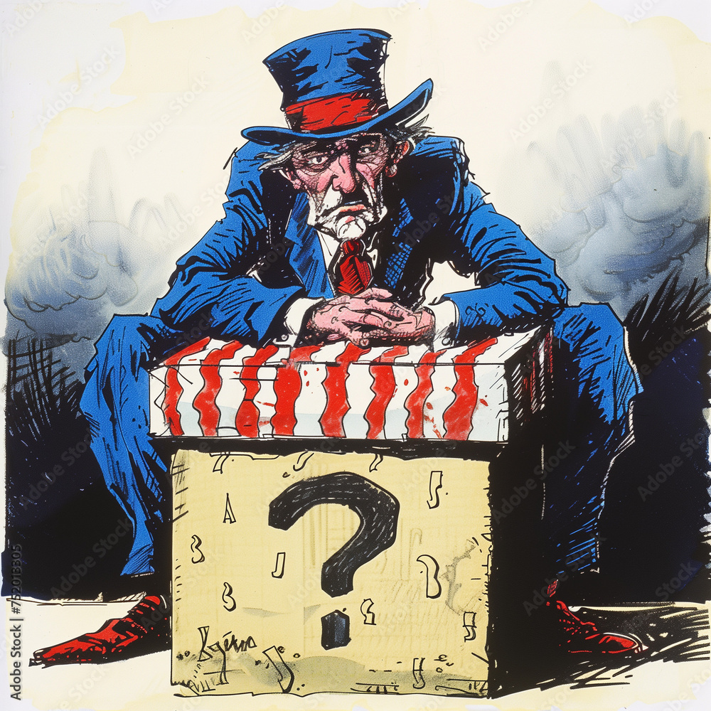 political cartoon of uncle sam with ballot box Stock Illustration ...