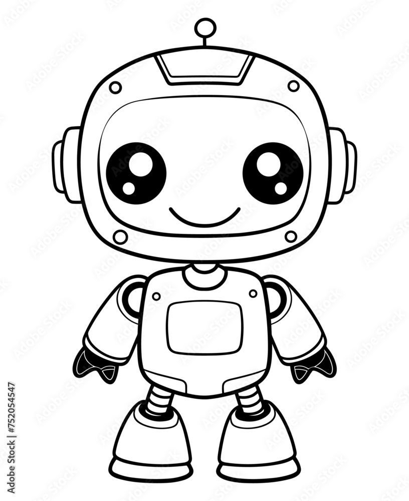 Robot coloring page, isolated coloring book. Color pages for kids ...