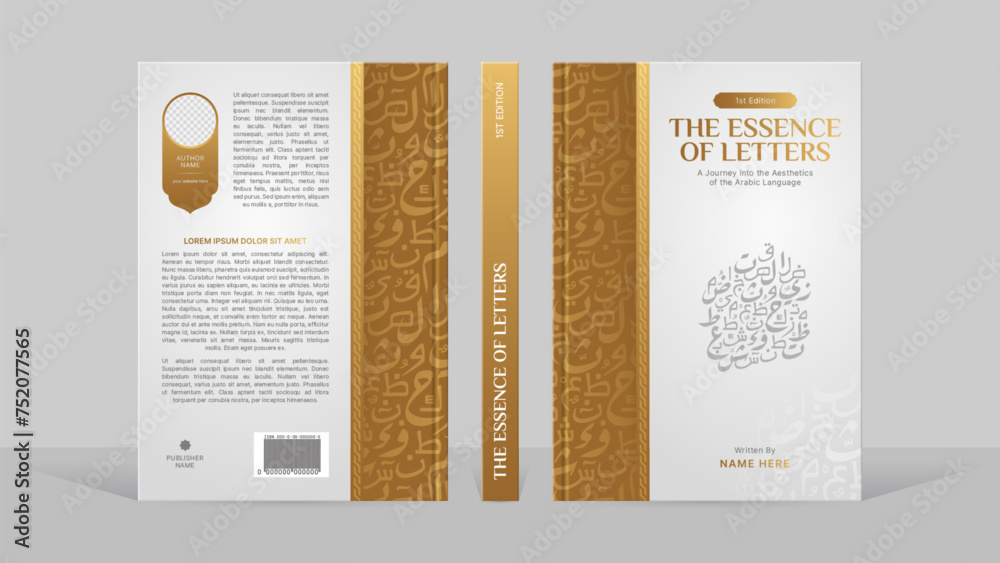 Islamic Arabic Style White and Golden Book Cover Template Design with ...