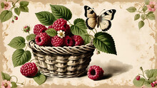 Vintage Basket Of Raspberries Free Stock Photo - Public Domain Pictures