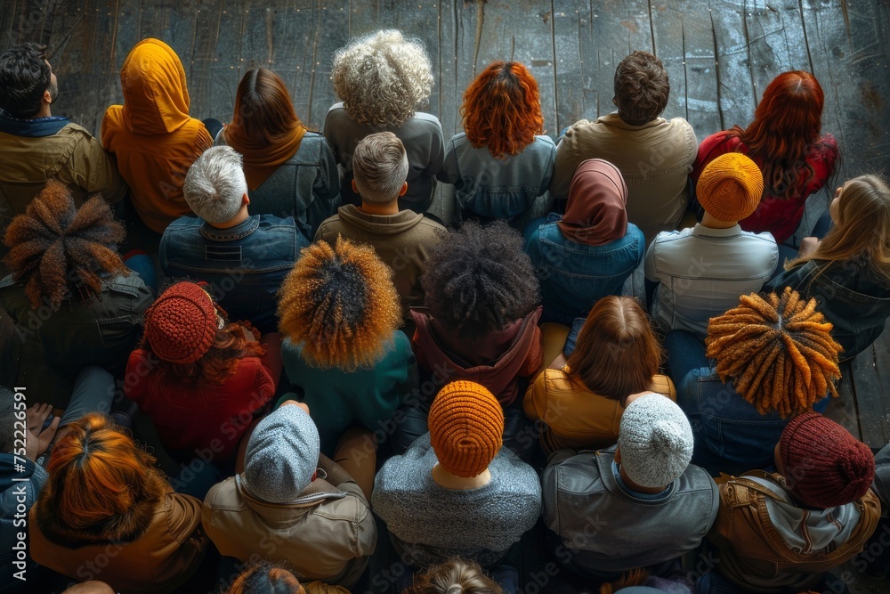 Captivating overhead image showing a dense crowd from above ...