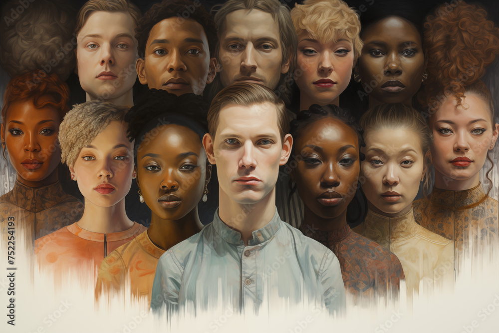 Global diversity of Human Identities concept art, human face paintings ...