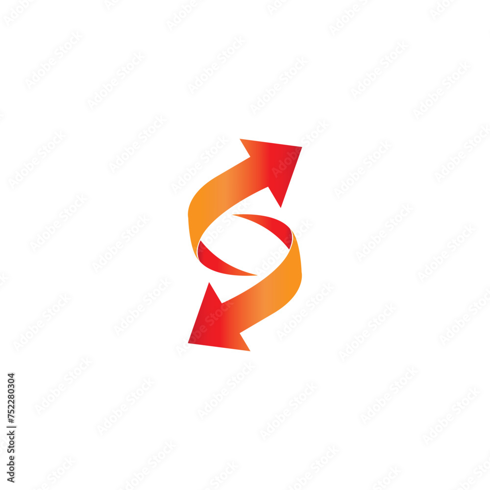 Design an arrow logo that is tied to each other and points in opposite ...