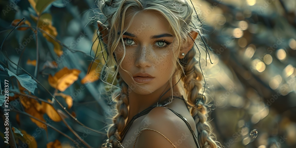 Стоковое фото «Beautiful and mighty woman warrior elf in enchanted ... Стоковое фото «Beautiful and mighty woman warrior elf in enchanted ...