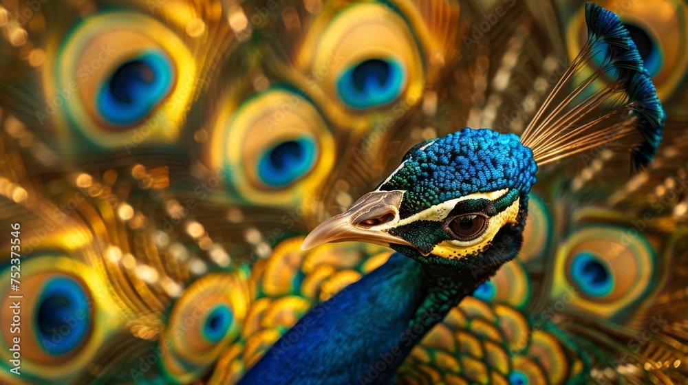 Peacock blue and gold, regal peacock theme, luxurious feather textures ...
