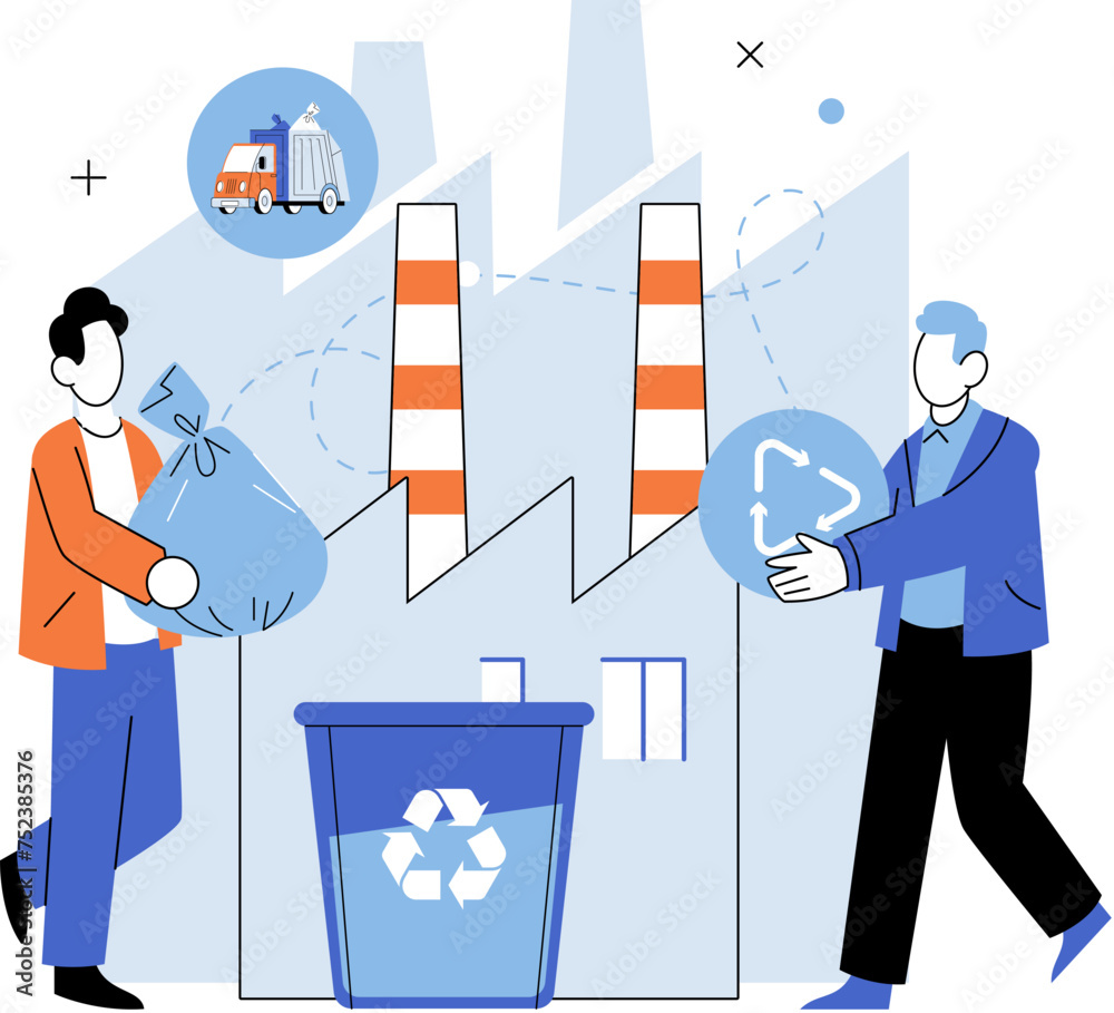 Waste management. Vector illustration. Ecological awareness prompts us ...