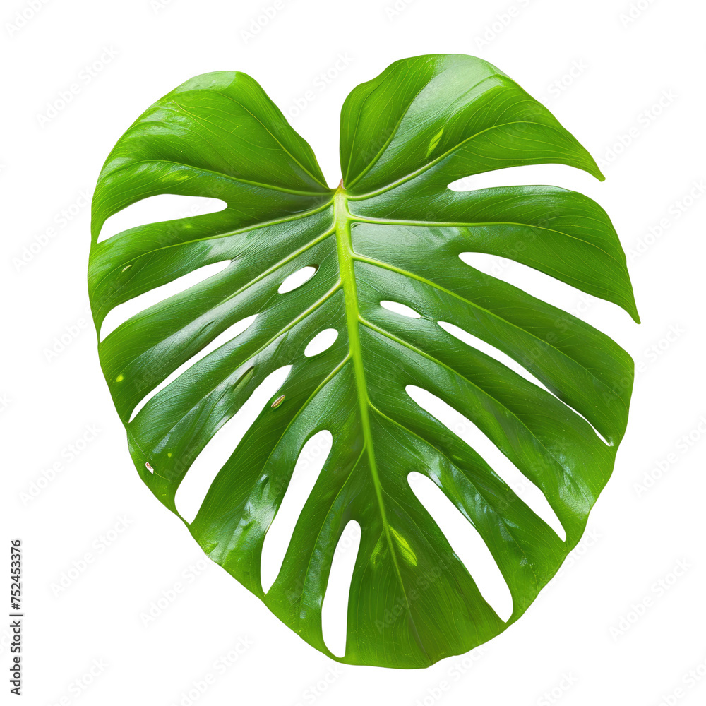 Monstera Deliciosa Leaf with Natural Holes on Transparent Background ...