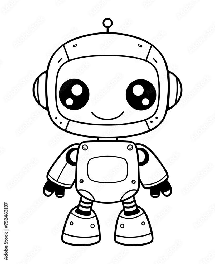 Robot coloring page, isolated coloring book. Color pages for kids ...