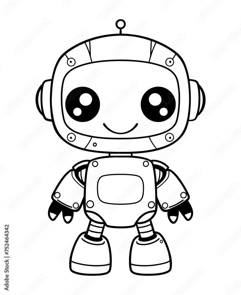 Image vectorielle Stock Robot coloring page, isolated coloring book ...