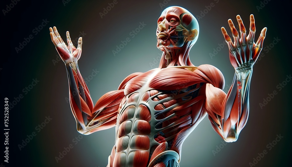human hand anatomy, muscle system 3d visualization medical and study ...