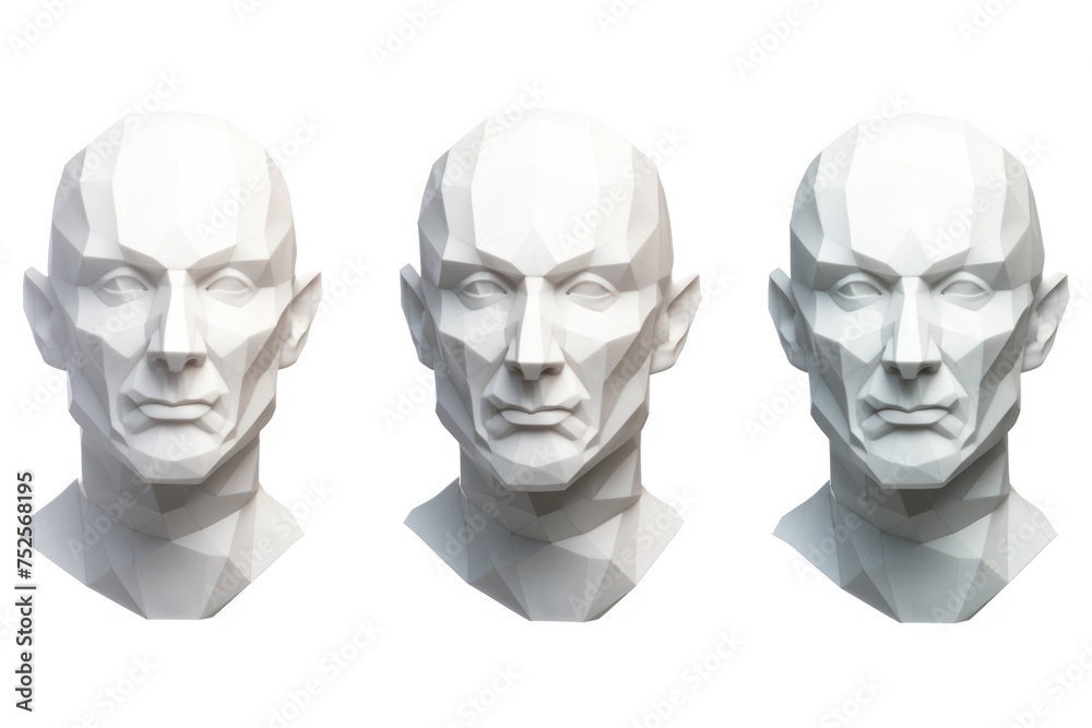 Three heads of men with varying facial features. Ideal for showcasing ...