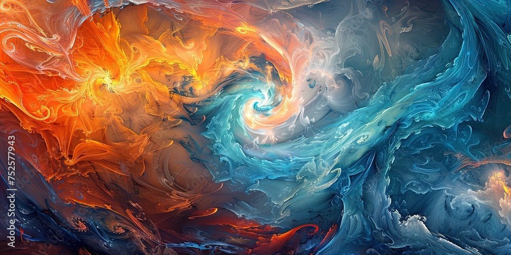 Abstraction of the struggle between heat and cold, color combination ...