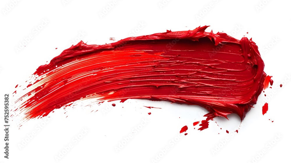 Red lipstick smear isolated on white background. Red color cosmetic ...