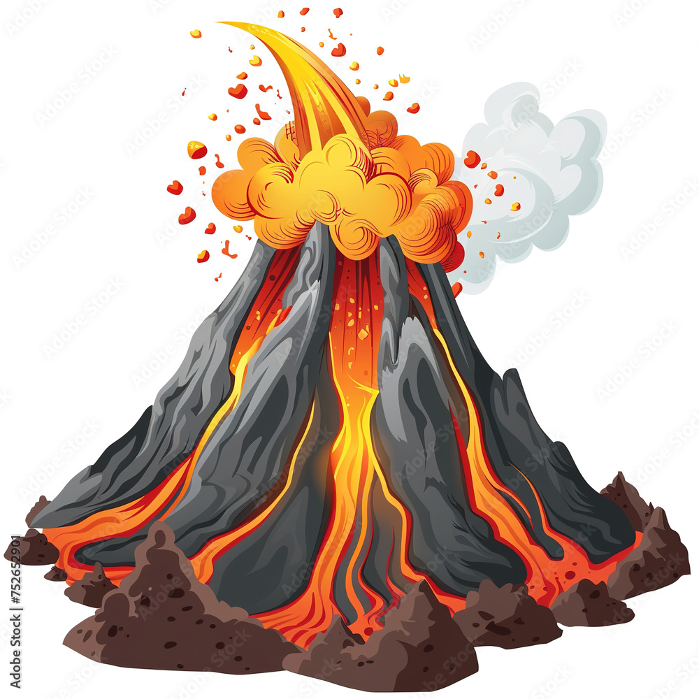Volcano Clipart Cartoon Vector Illustration Volcano Clipart Eruption ...