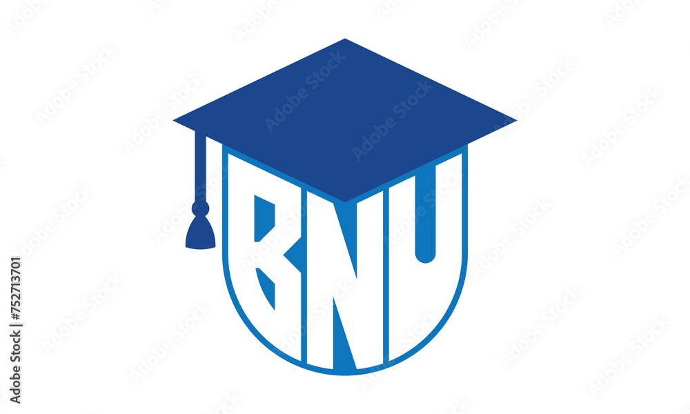 BNU initial letter academic logo design vector template. school college logo, university logo ...