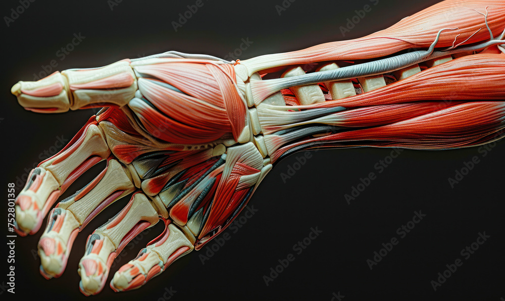 Стокова ілюстрація Anatomical illustration of human forearm muscles ...