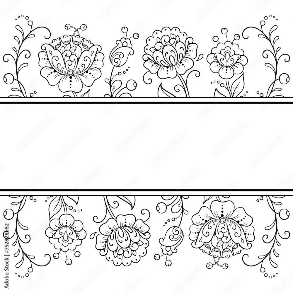 Frame in eastern tradition. Stylized with henna tattoos decorative ...