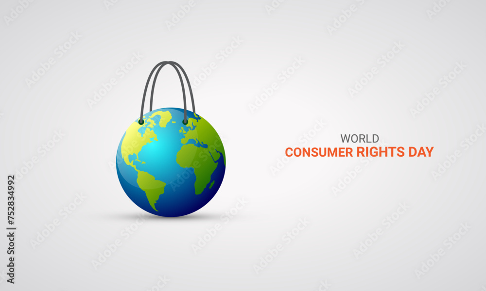 World Consumer Rights Day, world globe with shopping bag, design for ...
