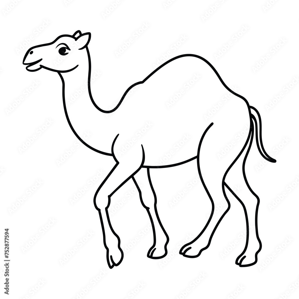 Camel illustration coloring page for kids Stock Vector | Adobe Stock