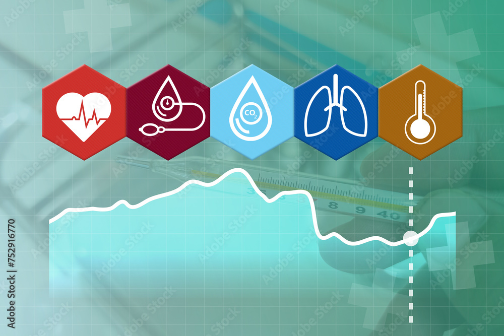 Foto de Stock icon vital signs, blood pressure, cardiogram, clinic ...