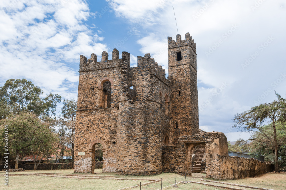 Royal Fasil Ghebbi palace, Gondar fortress-city, Ethiopia. Founded by ...