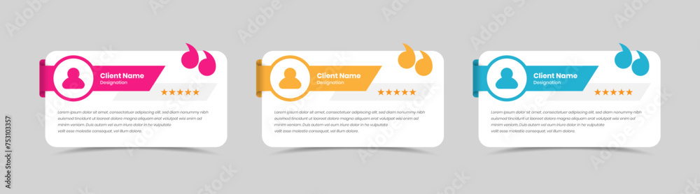 Simple customer feedback testimonial or client review quotation card ...