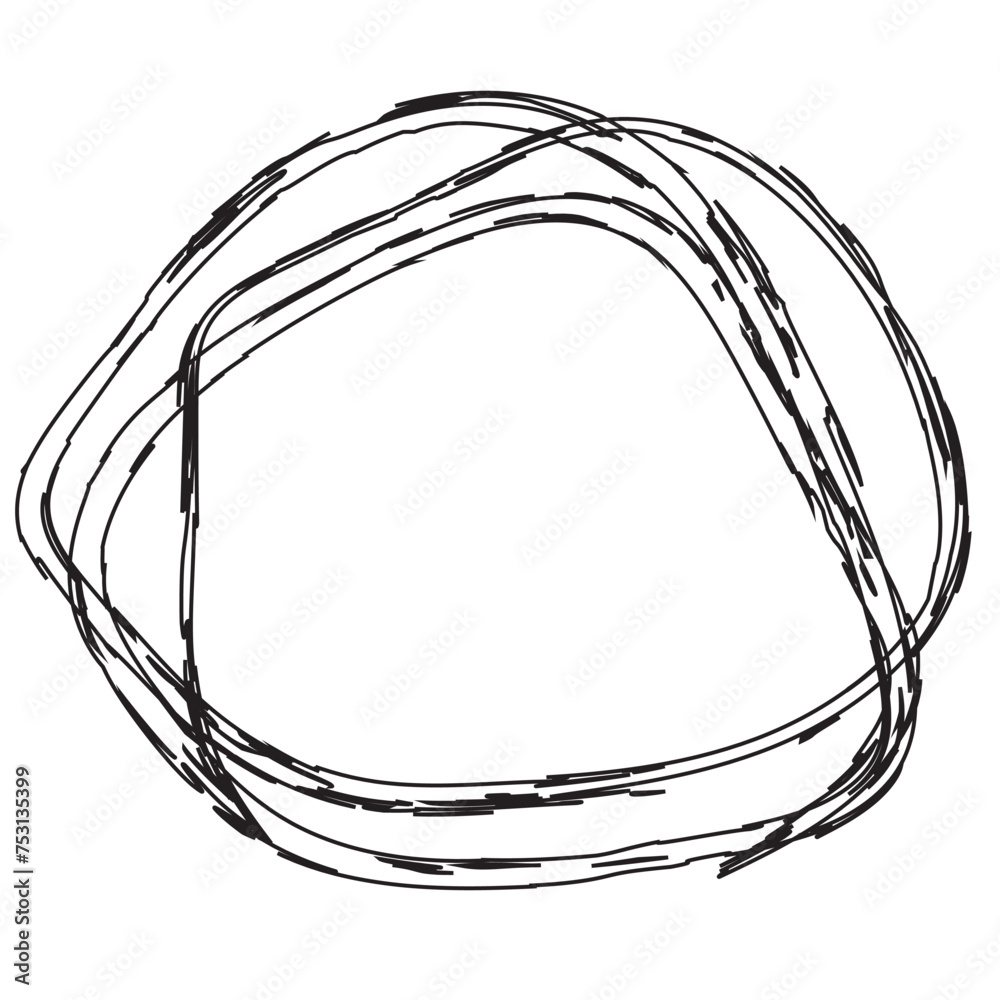 Black circle line hand drawn. Highlight hand drawing circle isolated on ...