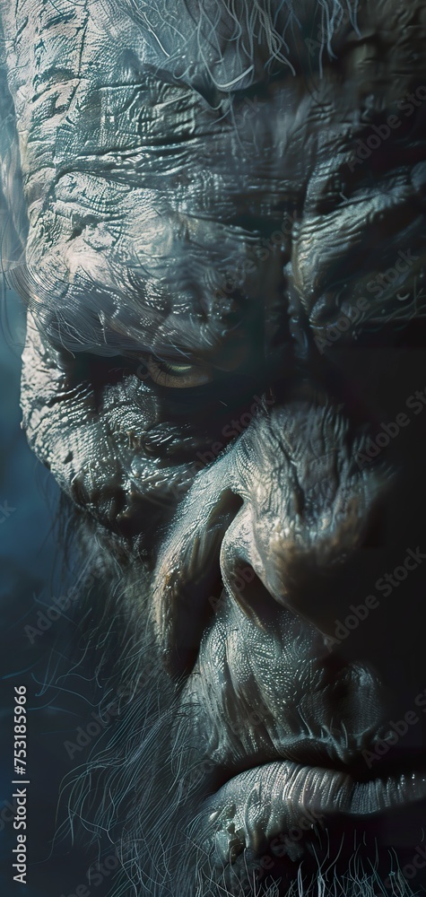 Illustration of a giant nephilim face, imposing and enigmatic, evoking ...