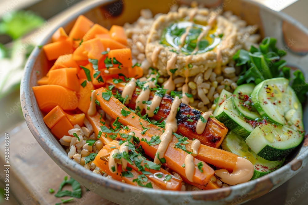 Zero-waste Buddha bowl featuring locally sourced vegetables, organic ...