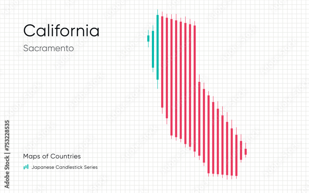 California map is shown in a chart with bars and lines. Japanese ...