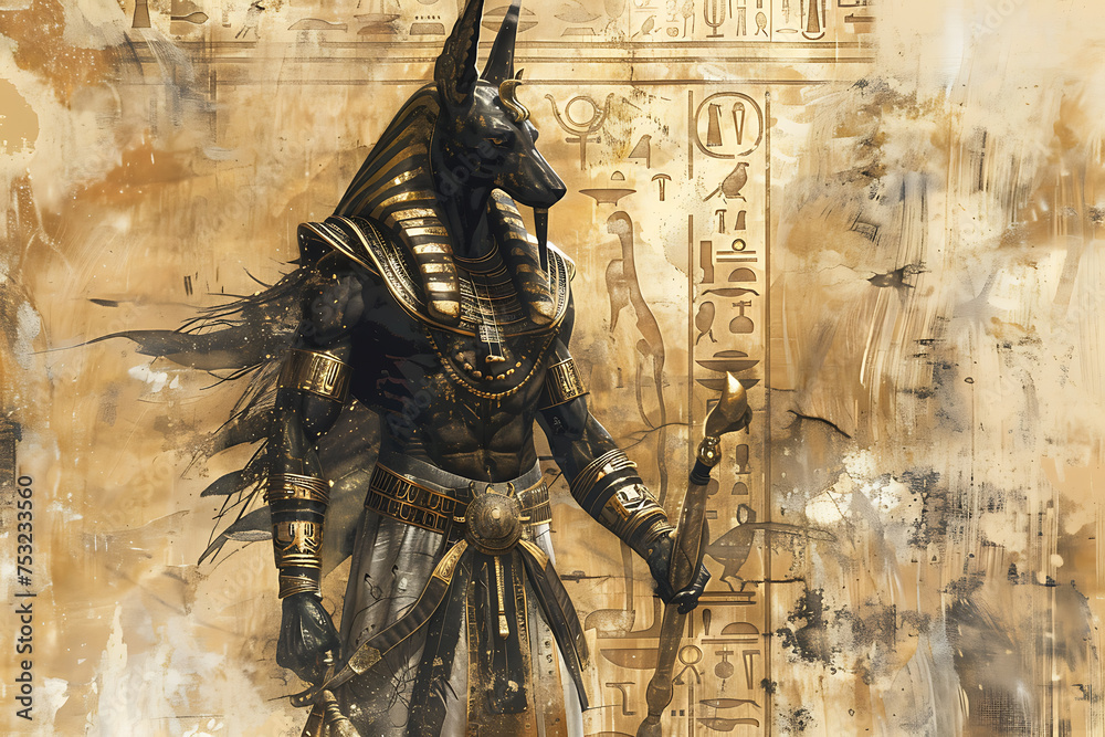 An impressive representation of Anubis, the ancient Egyptian god of the ...