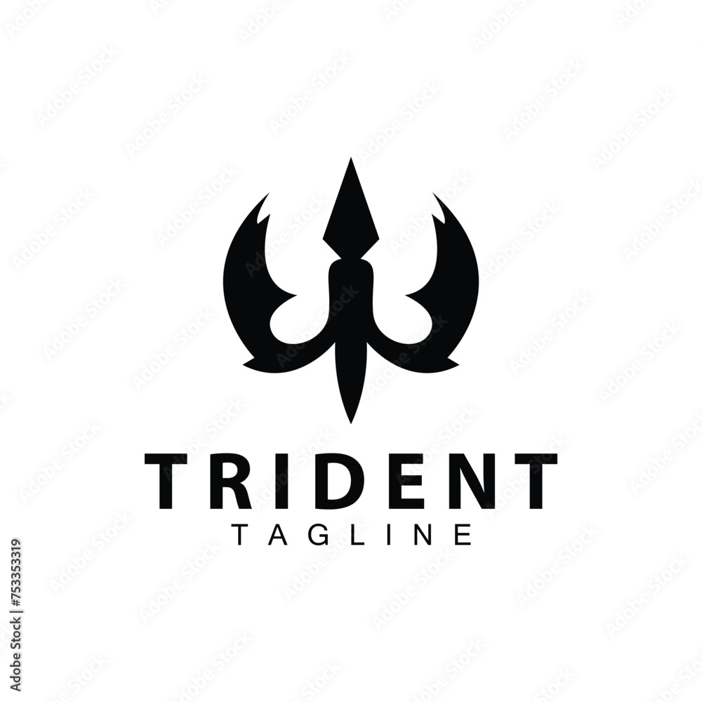 Trident logo design spear weapon vector sea king poseidon neptune ...
