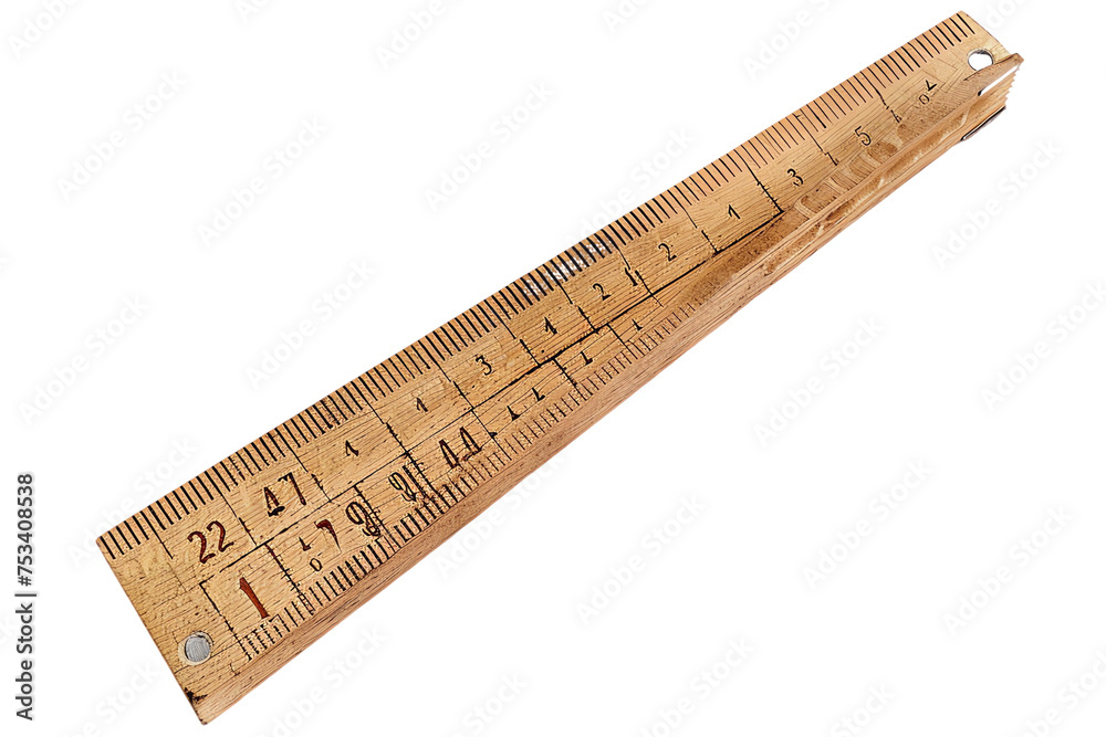 Wooden ruler isolated on transparent background with centimeter and ...