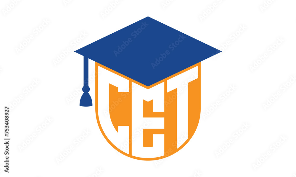 CET initial letter academic logo design vector template. school college ...