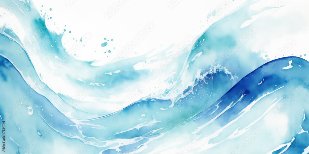 Vector ocean watercolor soft blue and white wavey curve line background ...