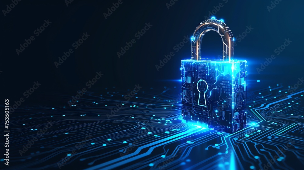 cyber security padlock symbolizes the protection and safeguarding of ...